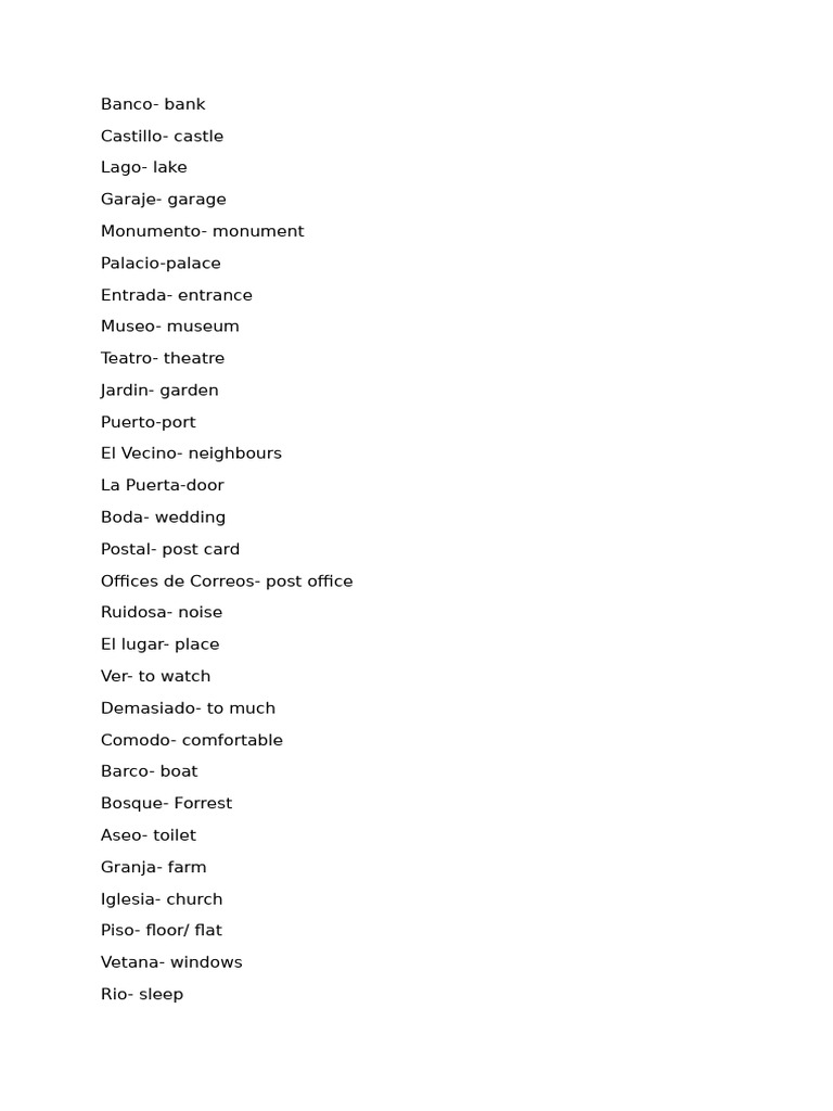 Spanish Vocab | PDF