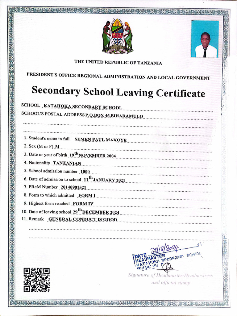 Makoe Living Certificate | PDF