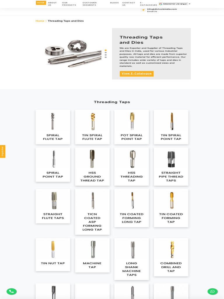 Threading Tap and Dies Suppliers - DIC Tools India | PDF | Crafts | Secondary Sector Of The Economy