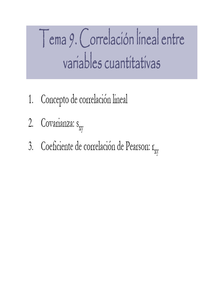TEMA 9 Correlación Lineal | PDF | Análisis de los datos | Teoría de ...