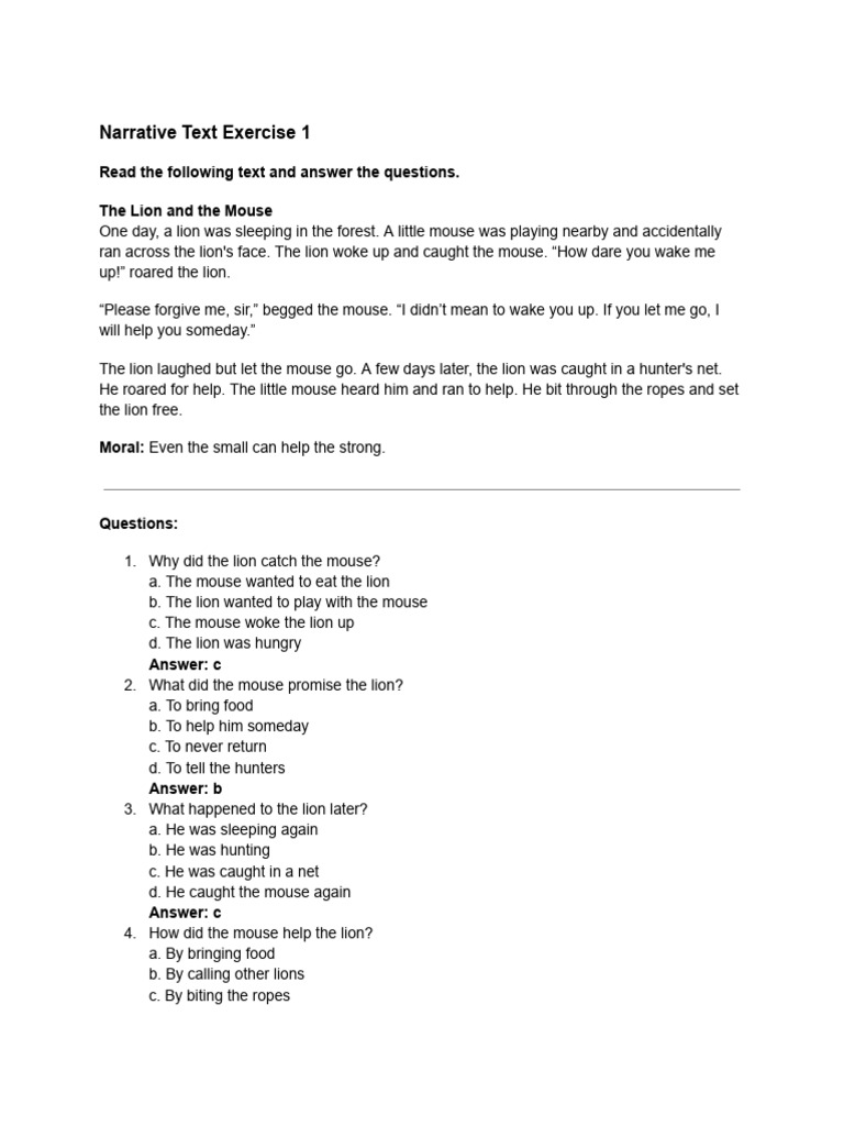 Narrative Exercise - Grade 9 | PDF