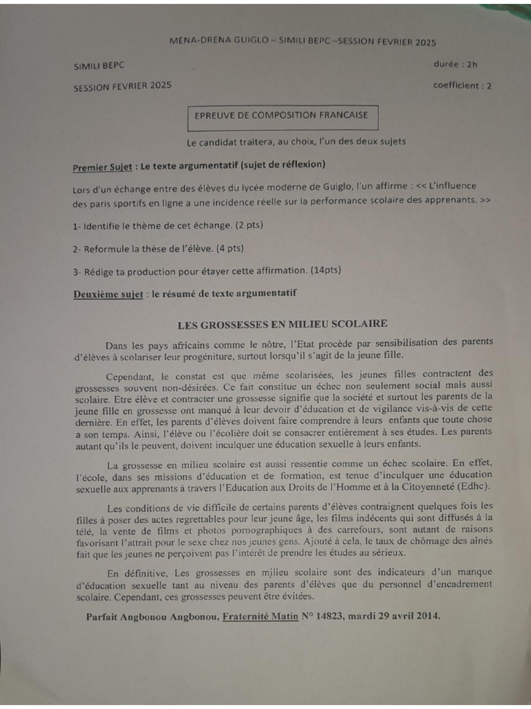 Simili Bepc Lmg2025 | PDF