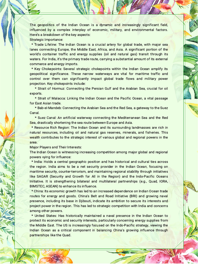 Geopolitics of The Indian Ocean | PDF | Indian Ocean | Natural Environment