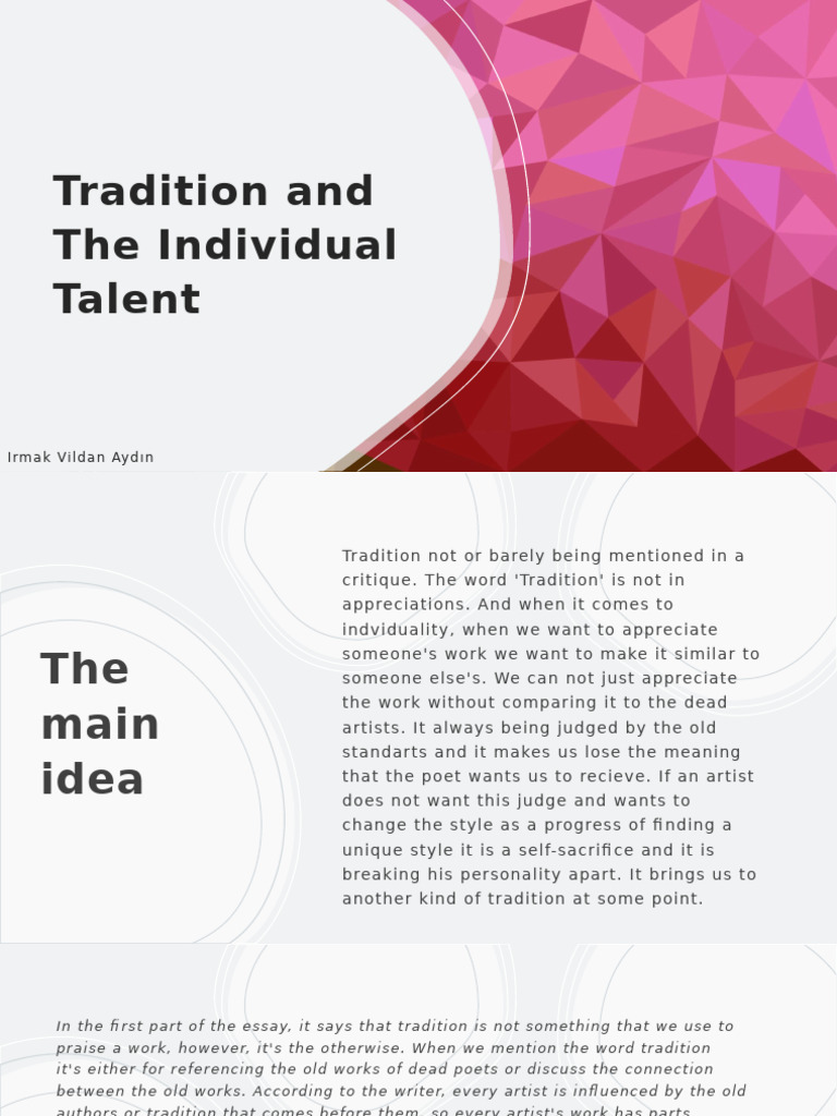 Tradition & The Individual Talent | PDF