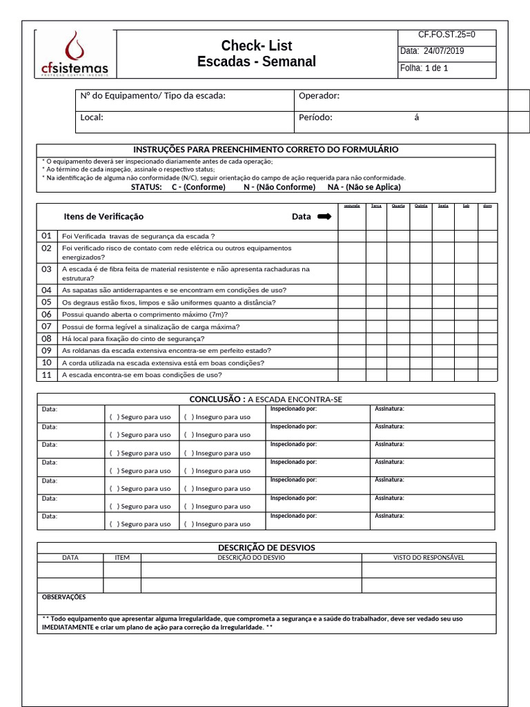 CF.FO.ST.25=0 - Check List - Escadas | PDF