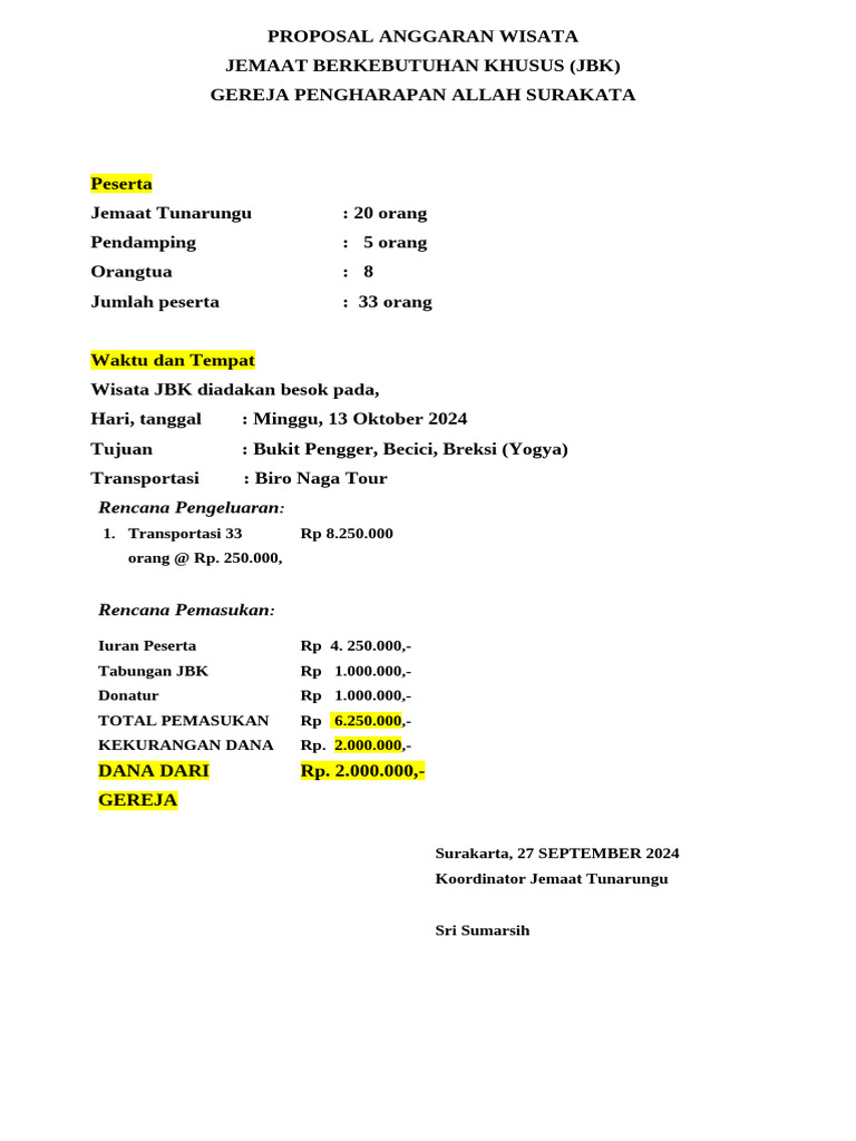 Proposal Wisata 2024 | PDF