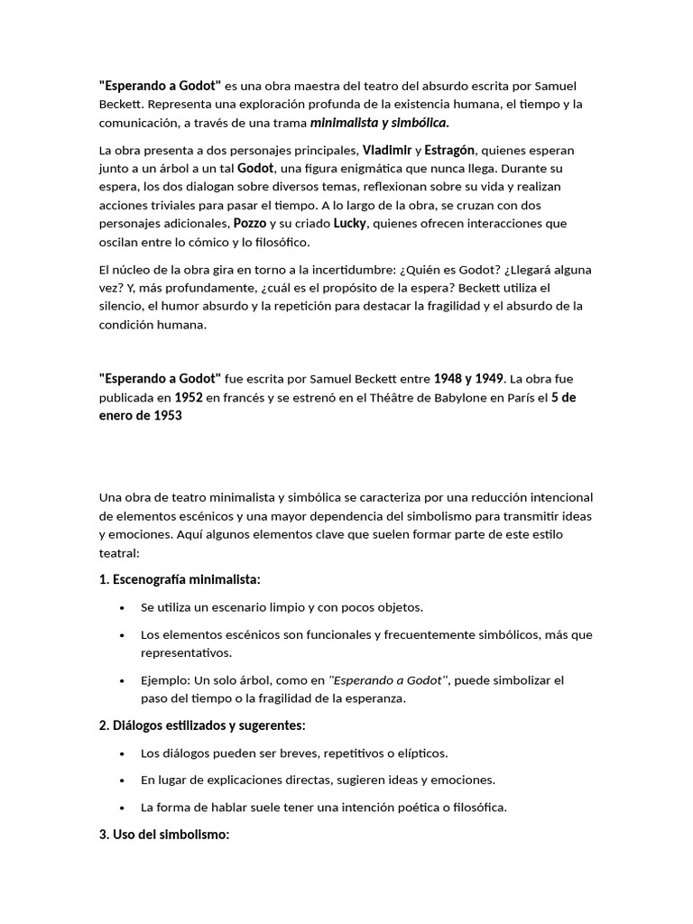 Esperando A Godot Analisis Pdf