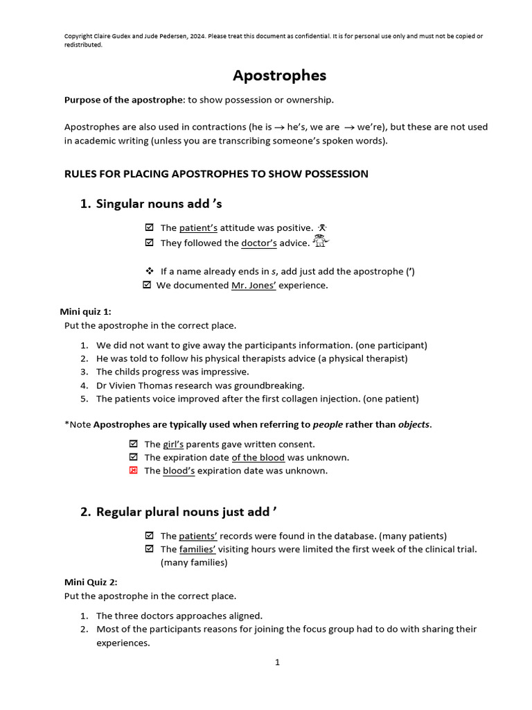 QUIZ-The-English-apostrophe-of-possession | PDF | Linguistics | Grammar