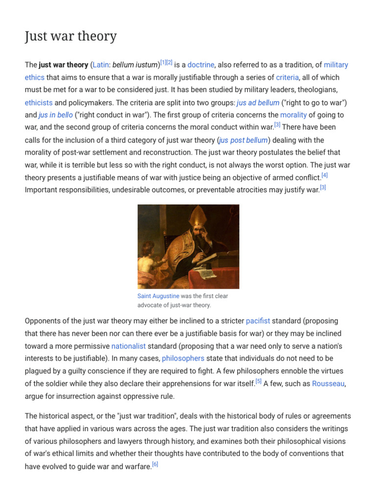 Just War Theory - Wikipedia | PDF | Just War Theory
