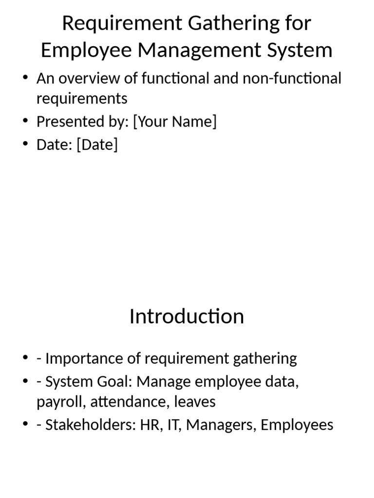 Requirement Gathering Employee Management System | PDF