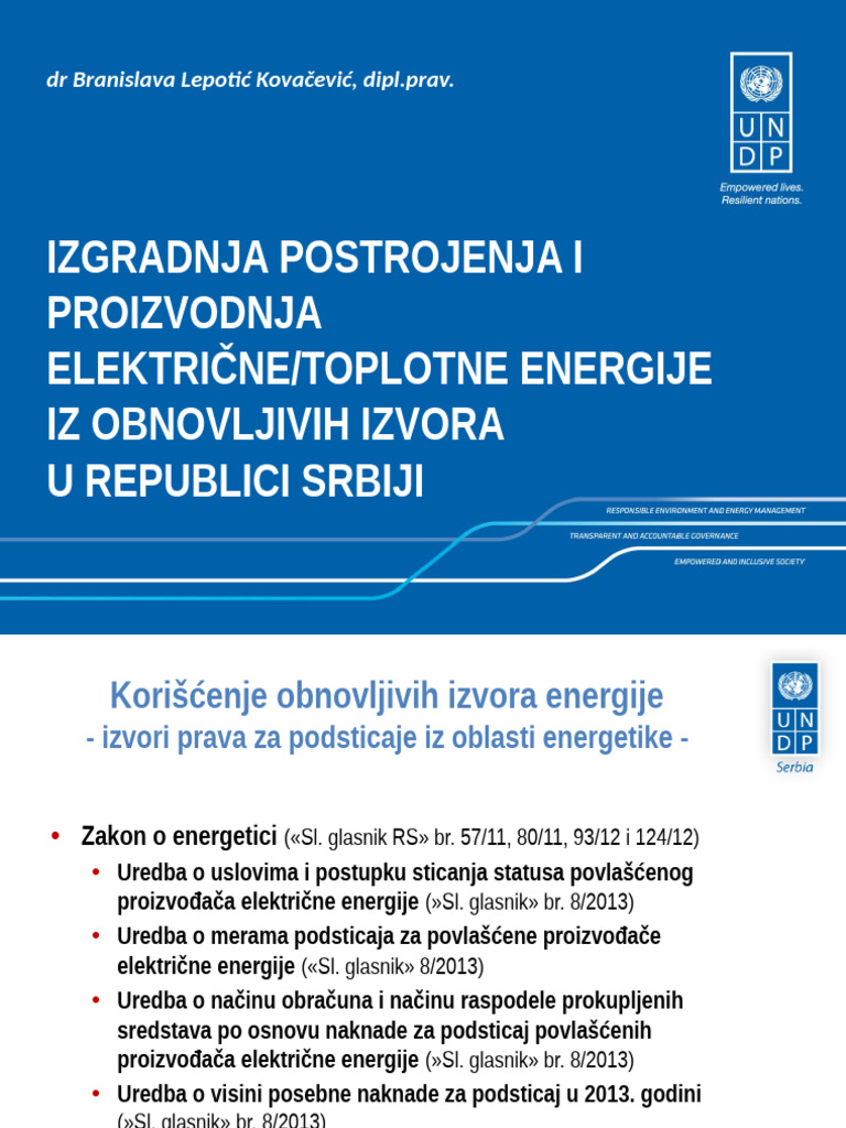 Izgradnja Postrojenja I Proizvodnja Električne/Toplotne Energije Iz Obnovljivih Izvora U ...
