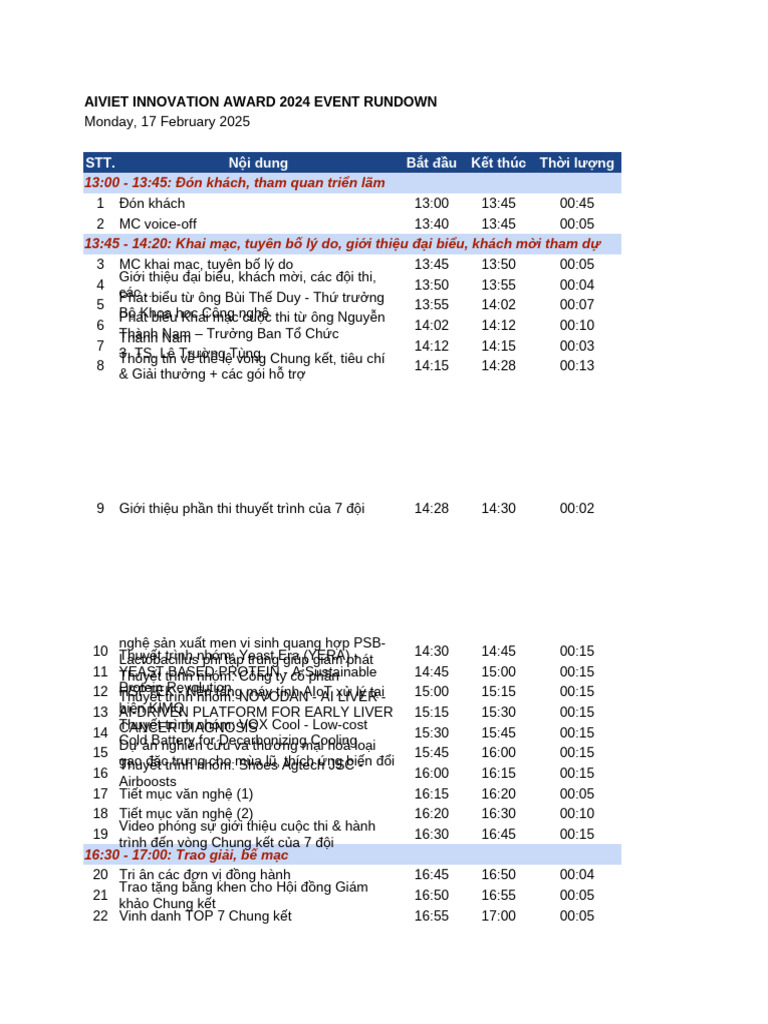 AIA24 - Event Rundown | PDF