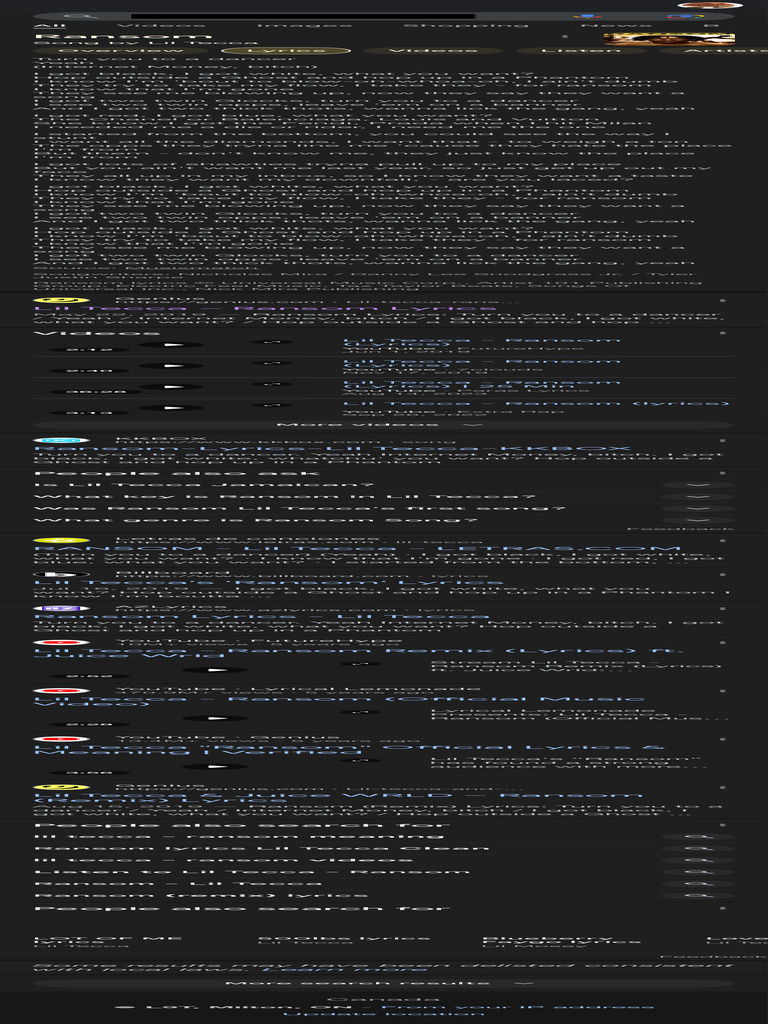 Ransom Lyrics Lil Tecca - Google Search | PDF | American Popular Music ...