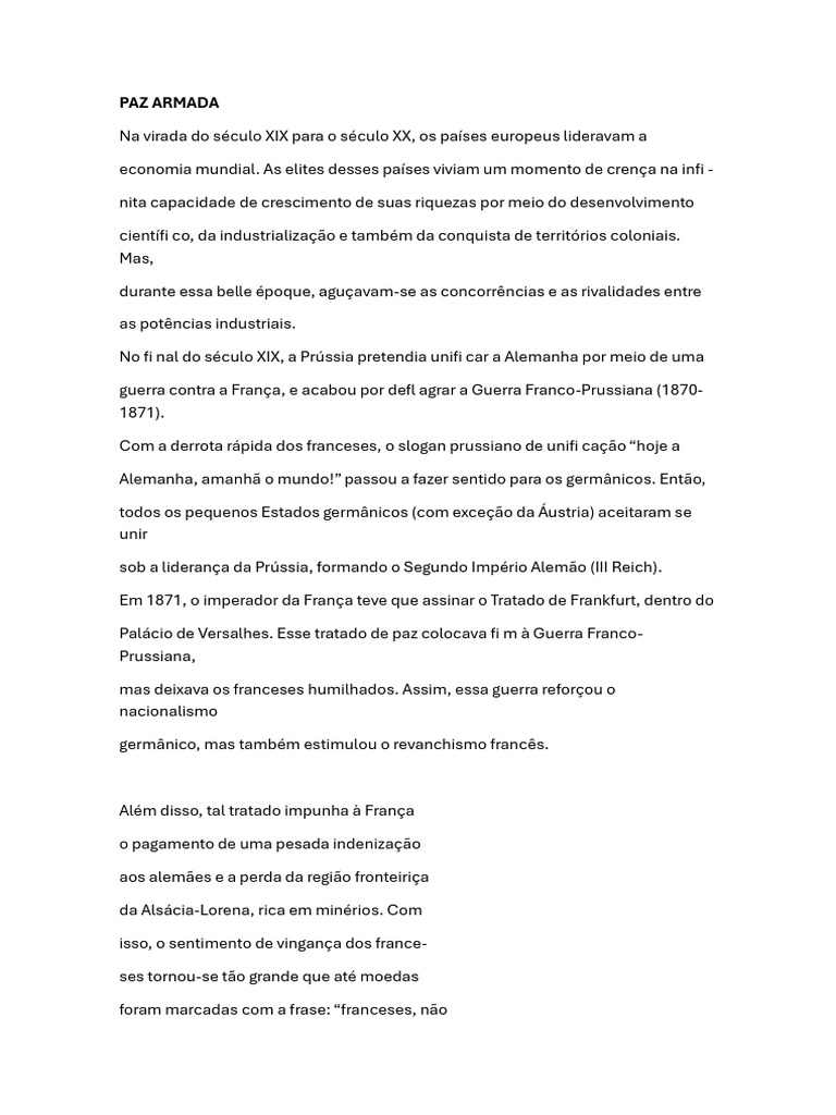 História - Resumo Paz Armada | PDF