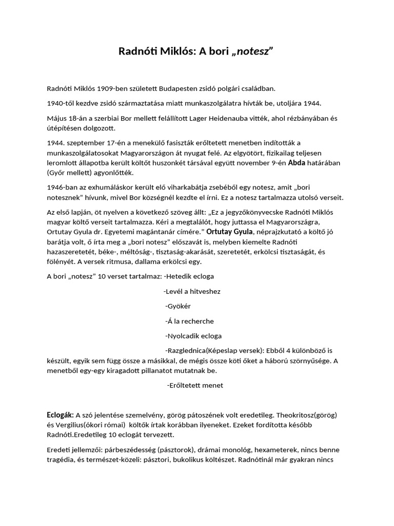 Radnóti Tétel | PDF