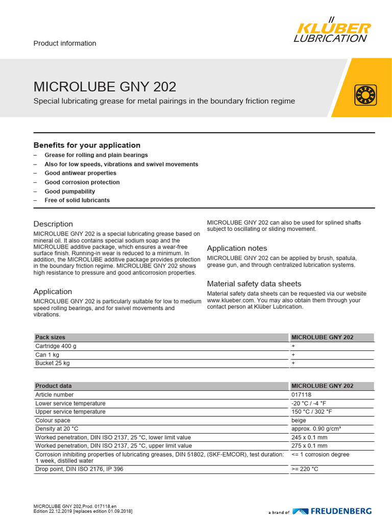 MICROLUBE GNY 202 017118 PI EN en | PDF | Lubricant | Bearing (Mechanical)