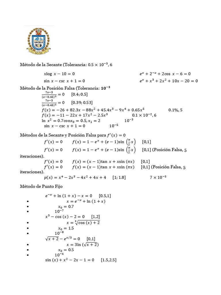 PRÁCTICA 3 MÉTODOS NUMÉRICOS 2025-1 | PDF