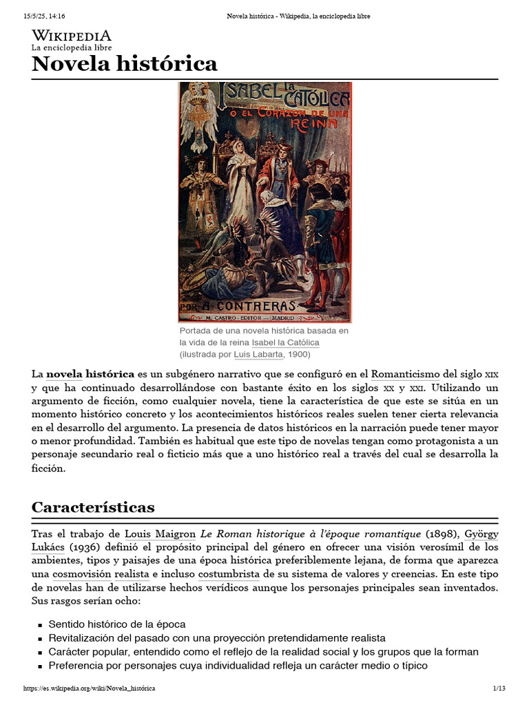 Novela histórica: Orígenes y características | PDF | Ficción histórica