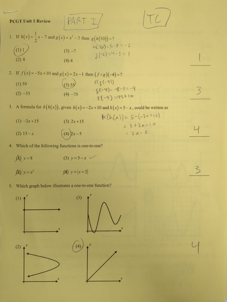 Unit 1 Review Part 1 Key-1 | PDF