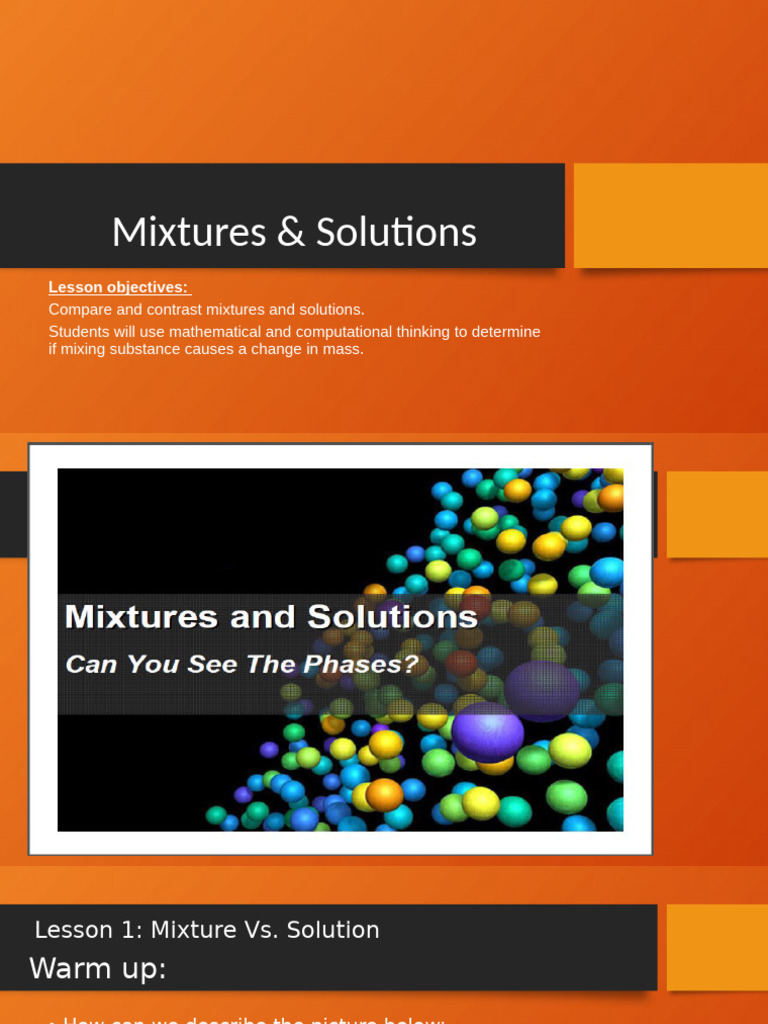 Mixtures vs. Solutions Explained | PDF