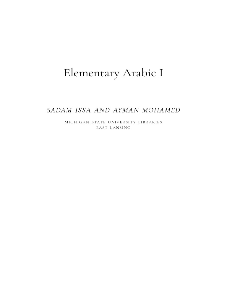 Elementary Arabic I 1670896059 | PDF | Grammatical Gender | Arabic