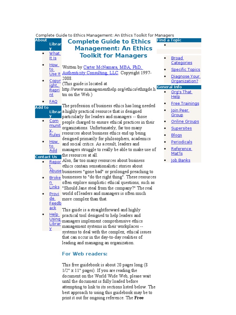 Complete Guide To Ethics Management | PDF | Business Ethics | Value ...