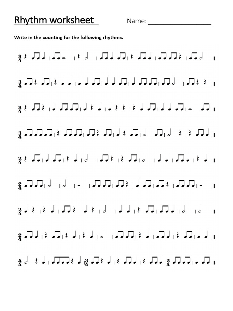 Rhythm Worksheet Name | PDF
