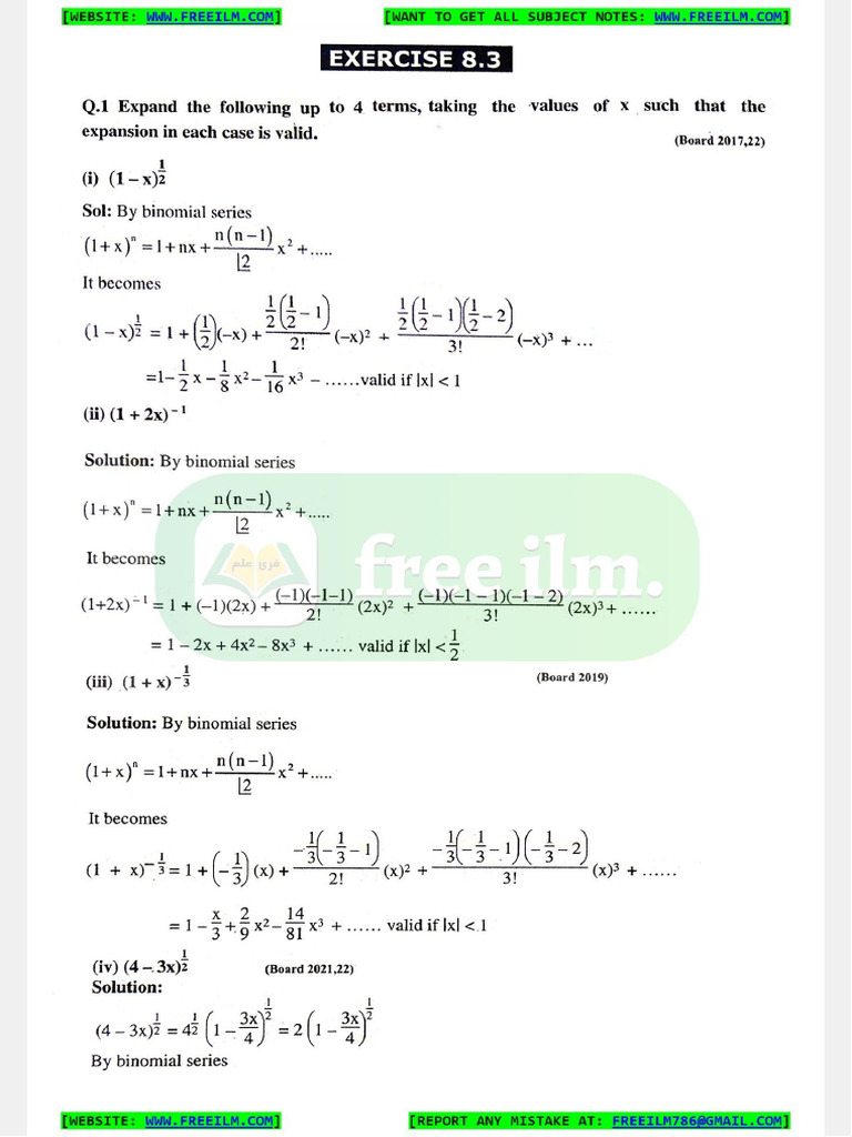 11th Maths Chap8 Ex 8.3 | PDF