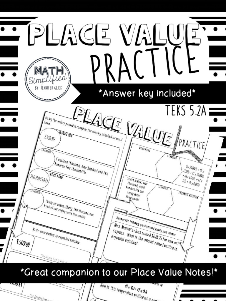 Place Value Practice TEKS 5.2A | PDF | Decimal | Arithmetic