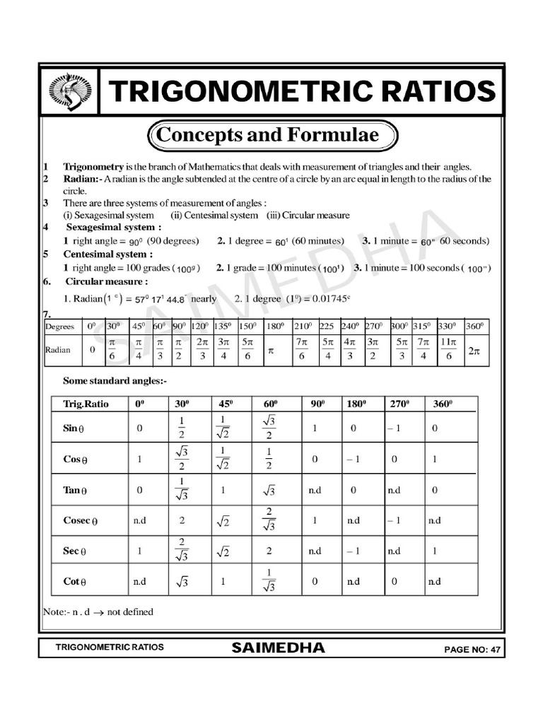 Trigonometric Ratios | PDF