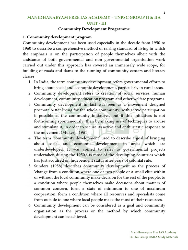 Munity Development Programme | PDF | Economies