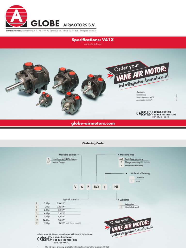 GLOBE V1 Vane Air Motor Specifications | PDF | Engines | Vehicle Technology