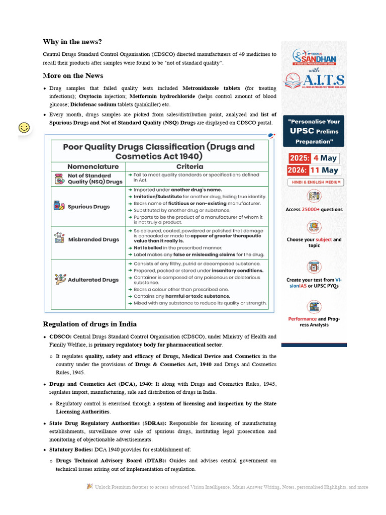 Drug Quality Issues and Regulations in India | PDF | Pharmacovigilance ...