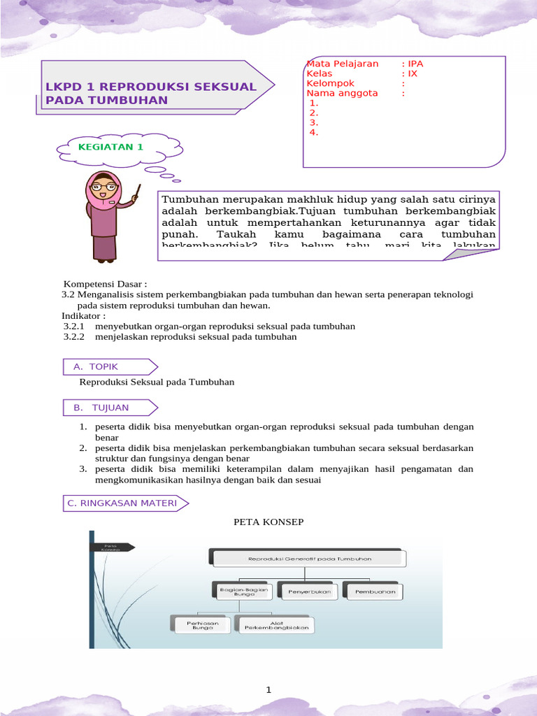 LKPD 1 Reproduksi Seksual Tumbuhan | PDF