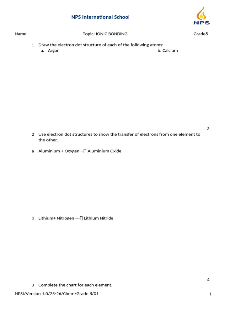 Ionic Bonding-Questions - HW | PDF