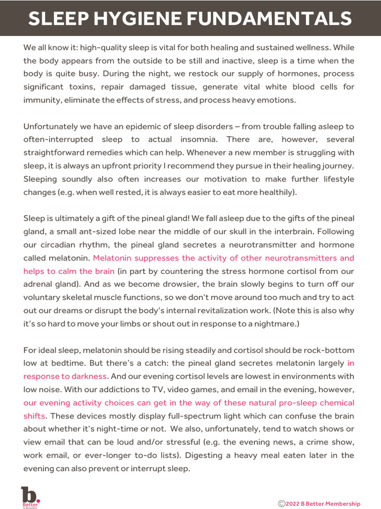 Sleep Hygiene Fundamentals | PDF | Sleep | Animal Physiology