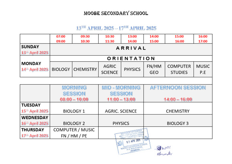 Final Gce Practical Timetable | PDF