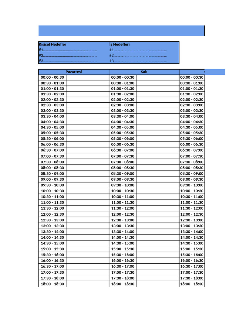 Dan Manl K Challenge - Saatlik Takip | PDF