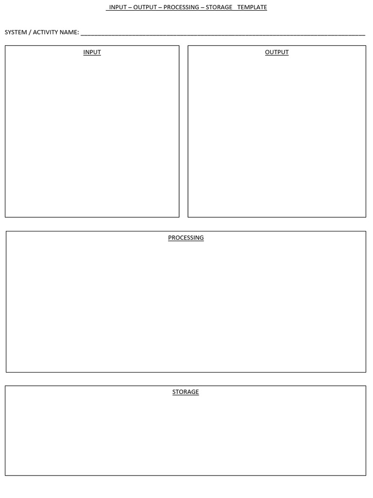Input - Output - Processing - Storage - Template | PDF