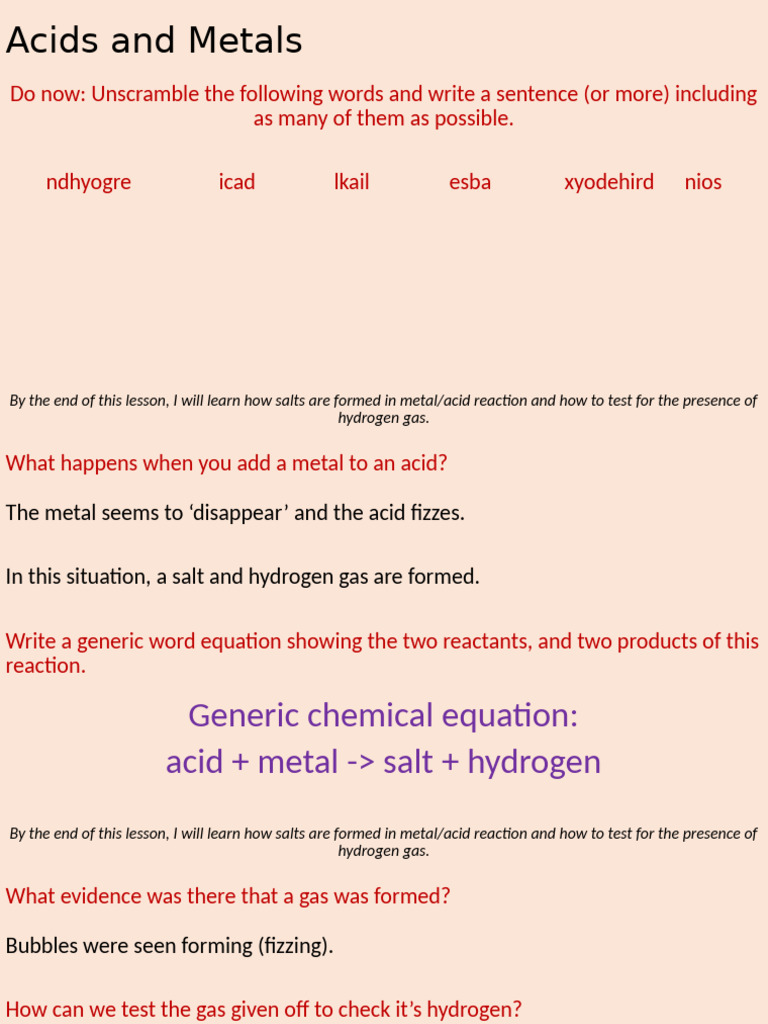 Acids and Metals or Carbonates | PDF | Acid | Carbonate