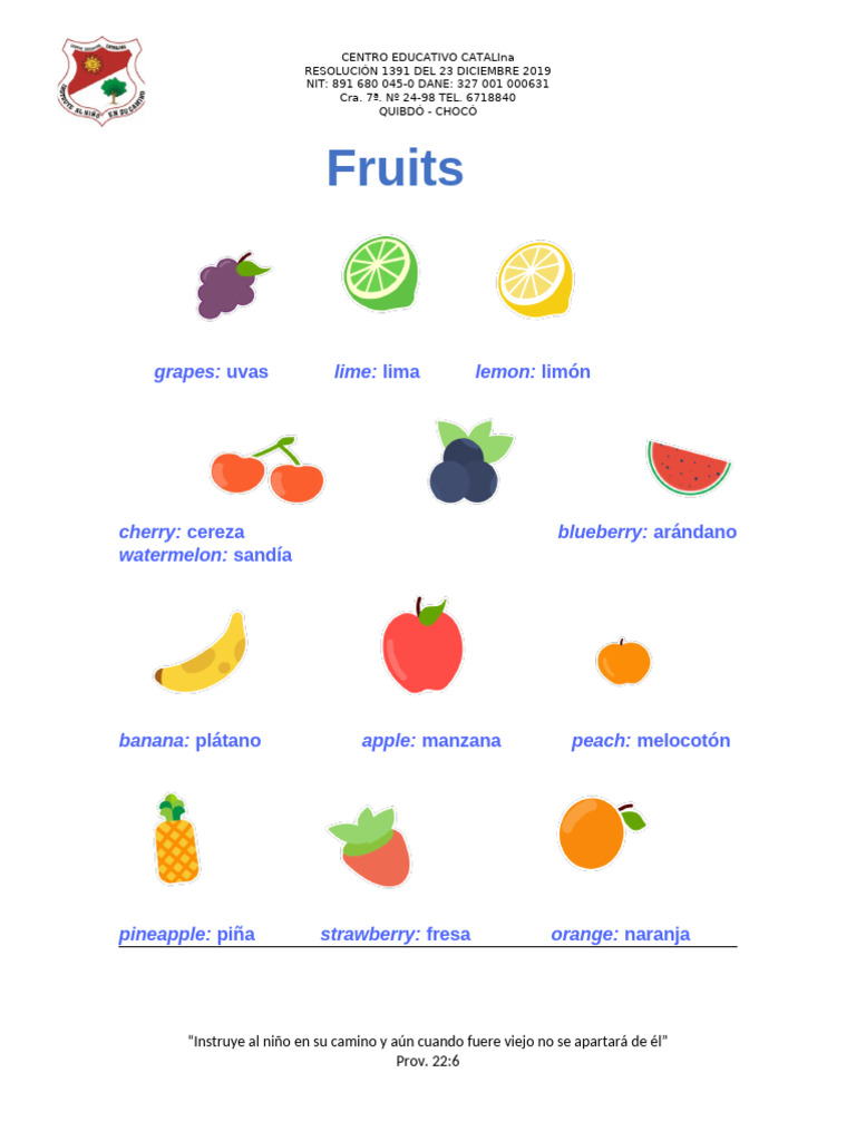 Vocabulario de Comida en Inglés y Español | PDF | Cocina | Alimentos