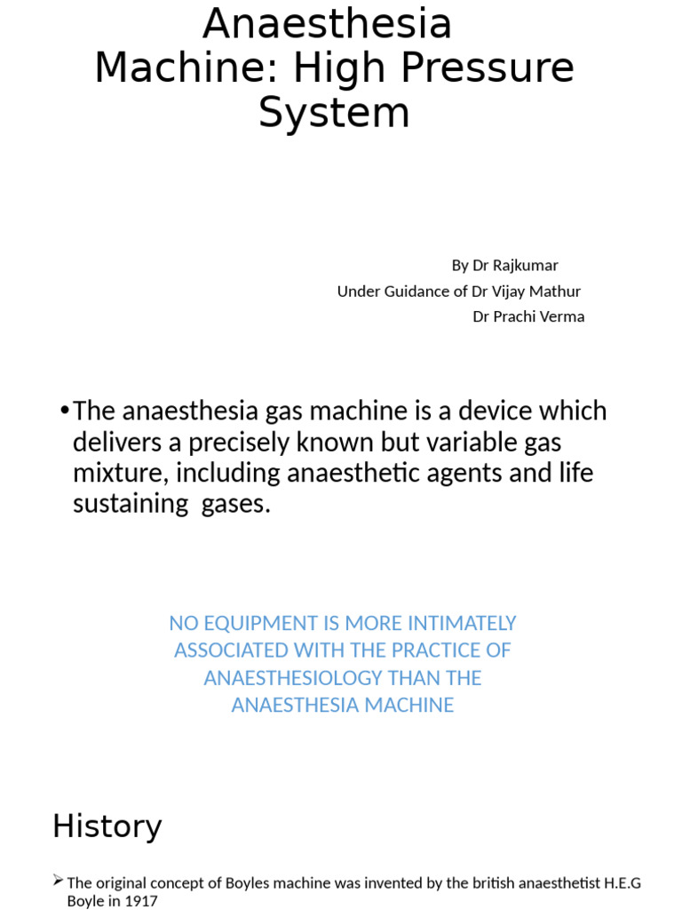 High Pressure System in Anaesthesia Machine | PDF | Valve | Equipment