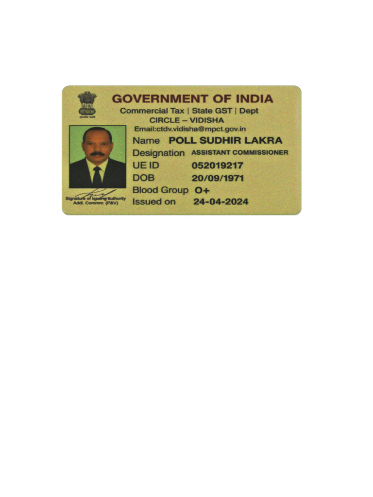 Poll Sudhir Lakra Central Govt Id Card | PDF