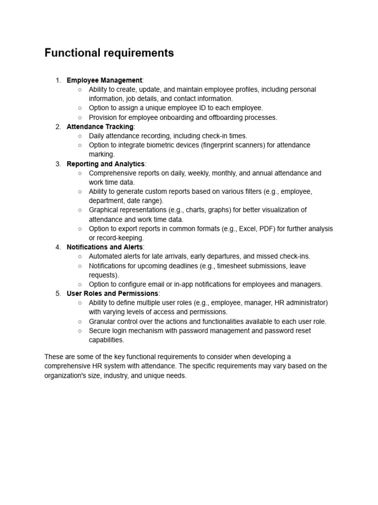 HRMS Functional Requirements Overview | PDF | Cyberspace | Software