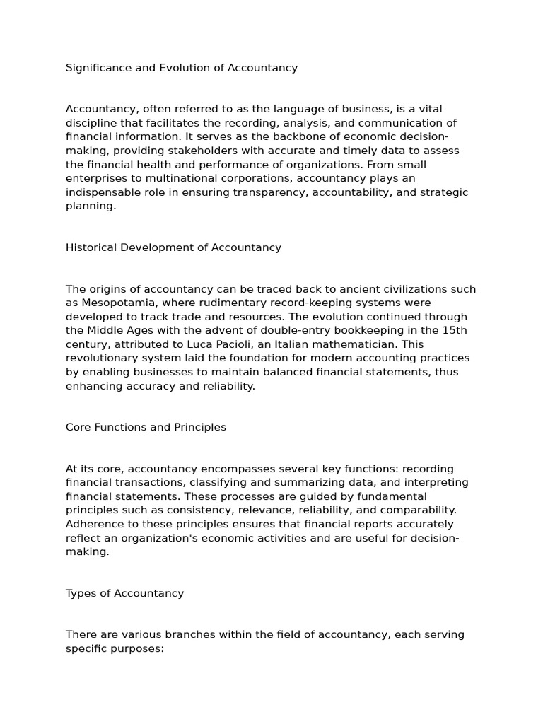 Evolution and Importance of Accountancy | PDF | Accounting | Business