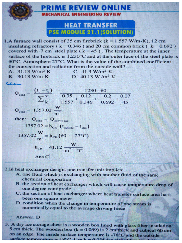 Day 13 - Heat Transfer - Solutions | PDF