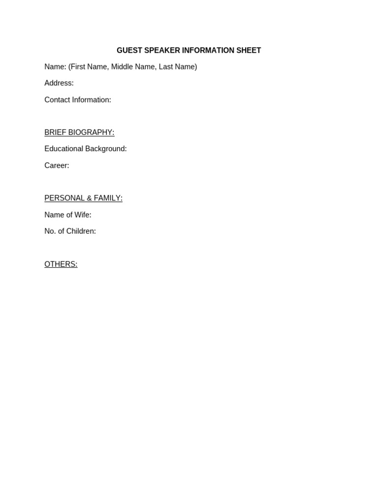 Guest Speaker Information Sheet | PDF