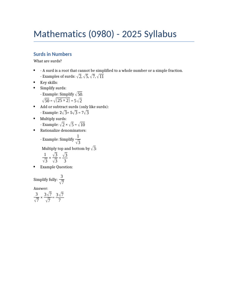 Cambridge 0980 Surds Domain Graphs | PDF | Square Root | Function ...