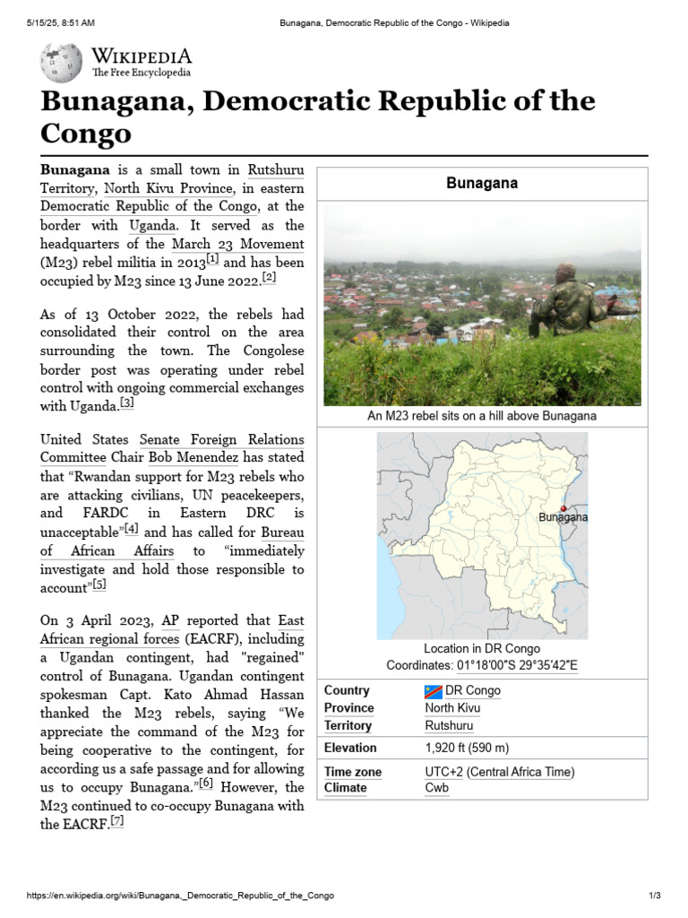Bunagana, Democratic Republic of The Congo - Wikipedia | PDF ...