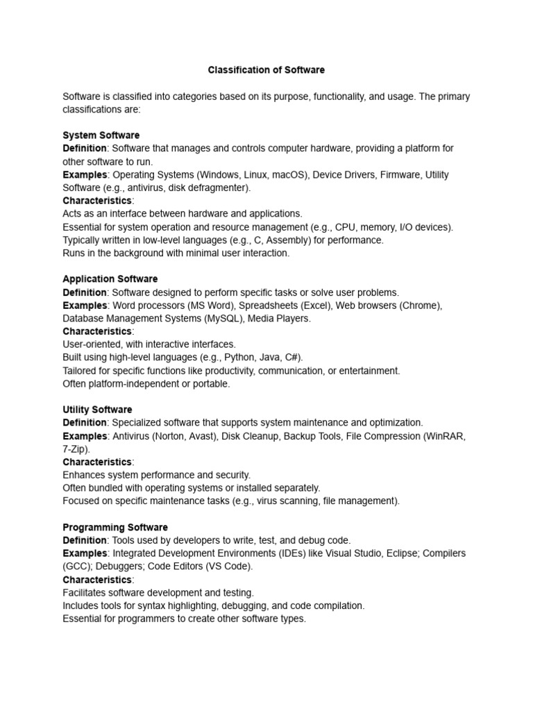 Classification of Softwares | PDF | Application Software | Software